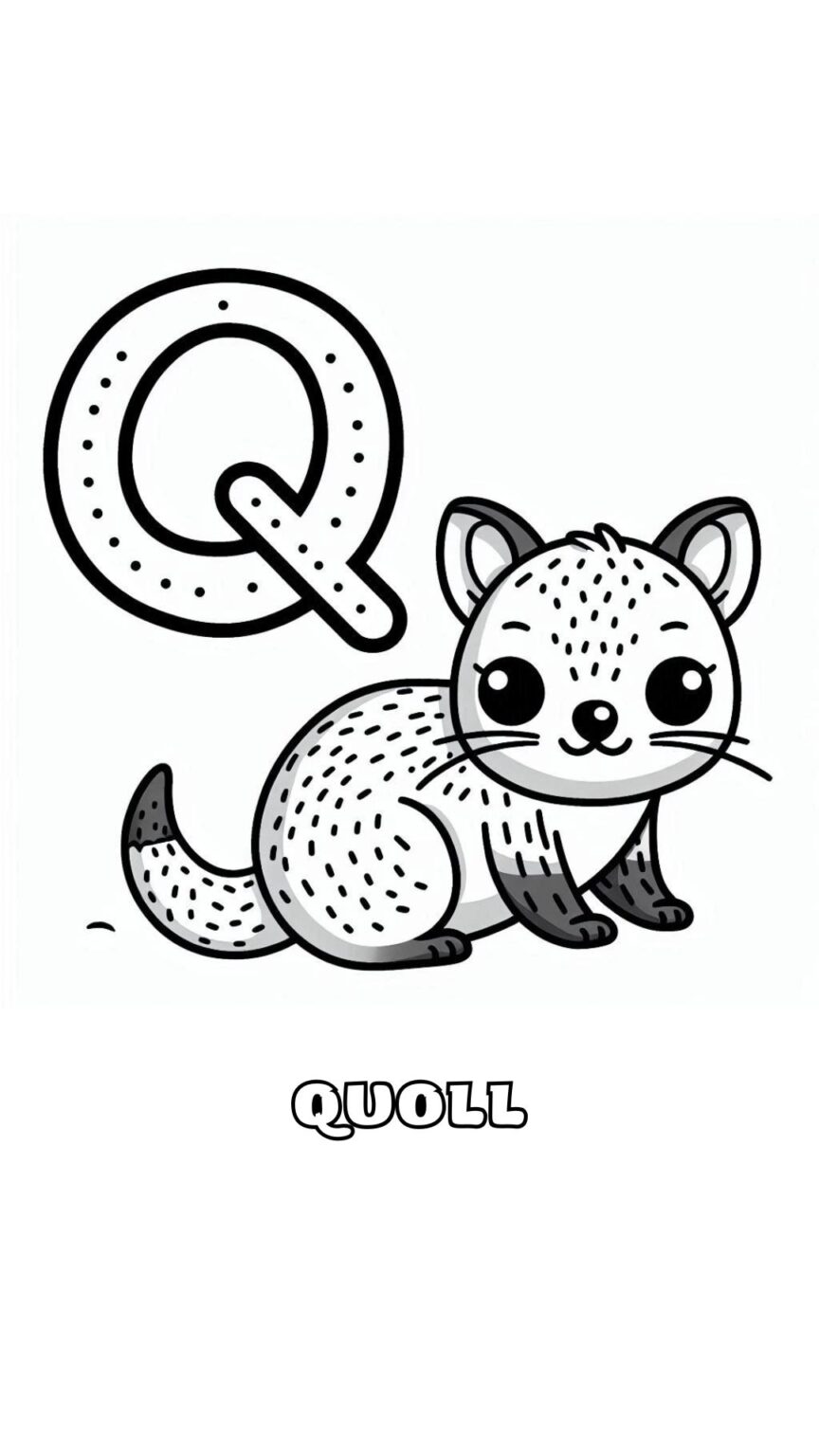 Letter Q Animals Coloring Page For Kids To Study