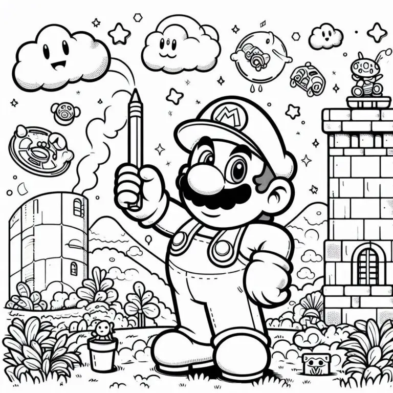 57 Mario målarbilder för barn utskrivbar PDF gratis