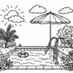 24 Swimming pool coloring pages for Kids | Free Printables