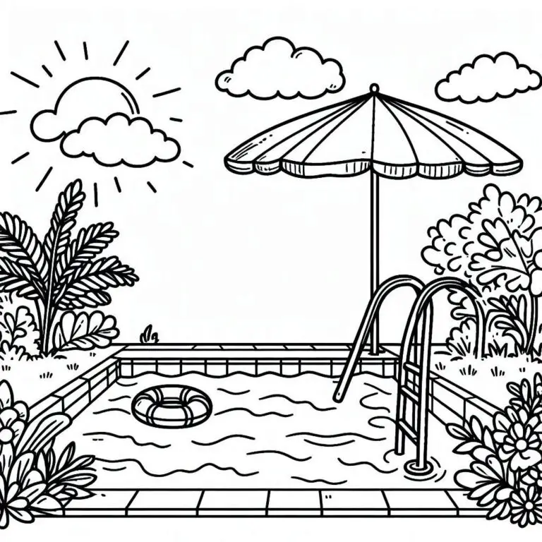 24 Swimming pool coloring pages for Kids | Free Printables