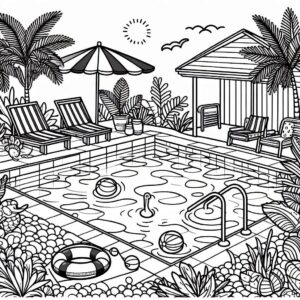 27 Swimming pool coloring pages for Kids | Free Printables