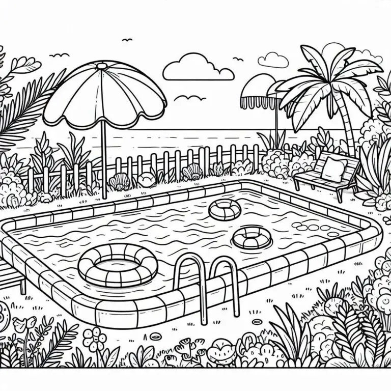 24 Swimming pool coloring pages for Kids | Free Printables