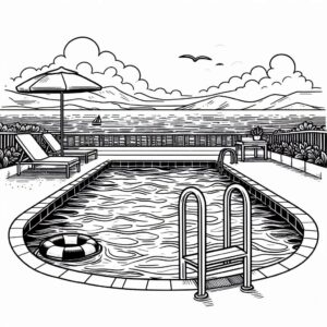 24 Swimming pool coloring pages for Kids | Free Printables