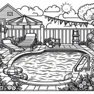 24 Swimming pool coloring pages for Kids | Free Printables