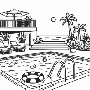 24 Swimming pool coloring pages for Kids | Free Printables