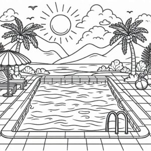 24 Swimming pool coloring pages for Kids | Free Printables