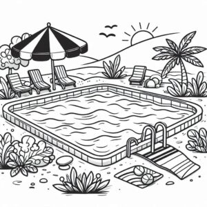 24 Swimming pool coloring pages for Kids | Free Printables
