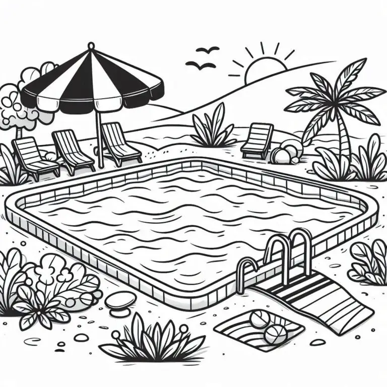 24 Swimming pool coloring pages for Kids | Free Printables