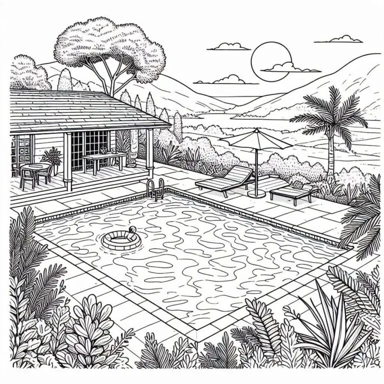 24 Swimming pool coloring pages for Kids | Free Printables