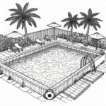 24 Swimming pool coloring pages for Kids | Free Printables