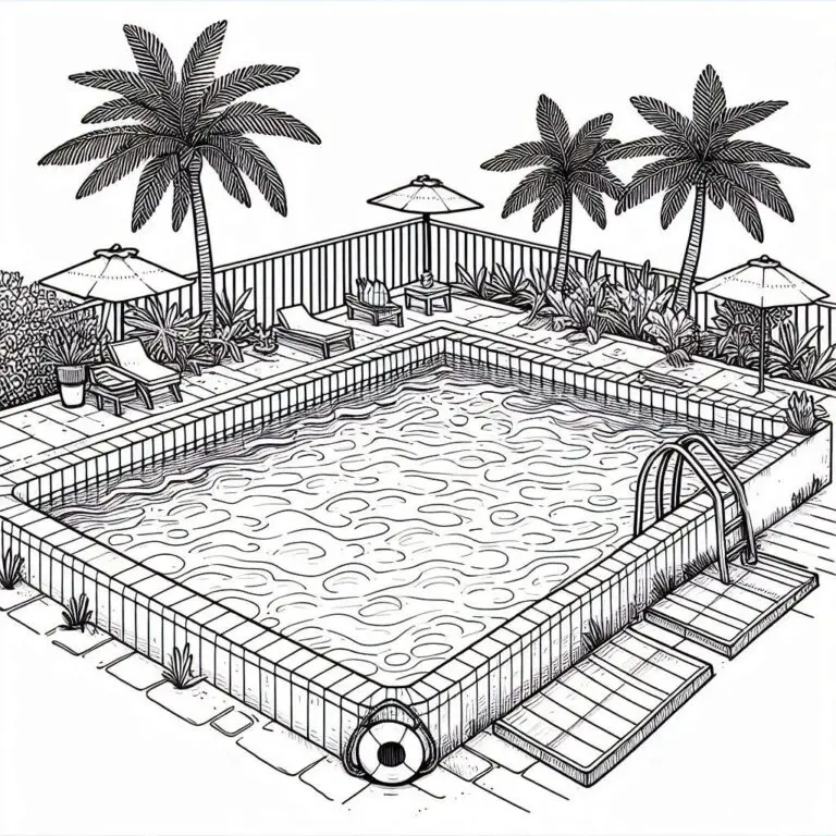 24 Swimming pool coloring pages for Kids | Free Printables