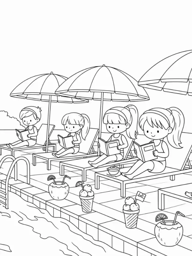24 Swimming pool coloring pages for Kids | Free Printables