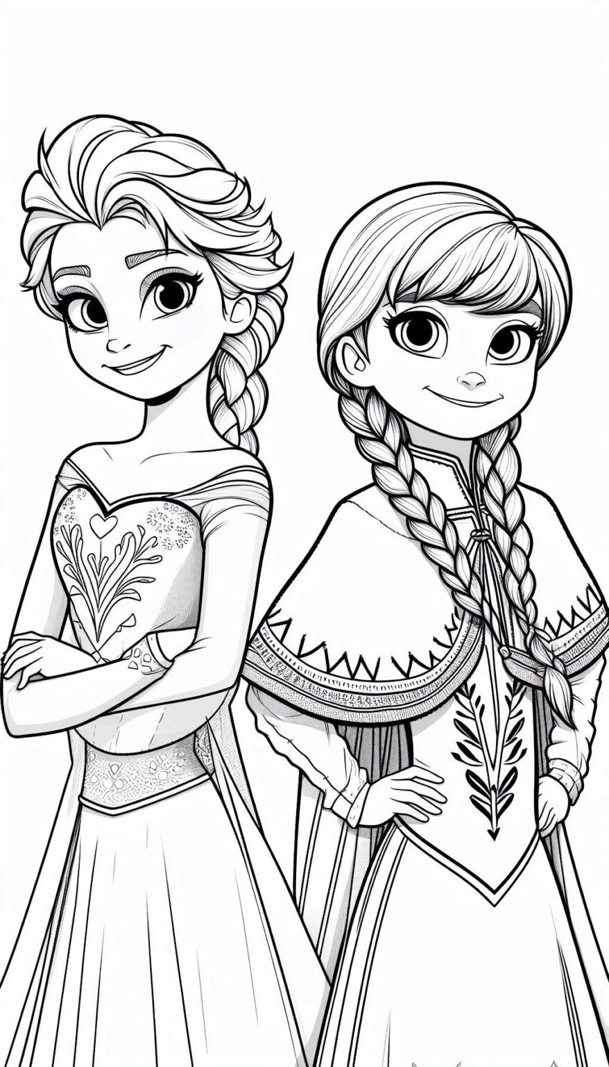 70+ Elsa og Anna fargelegging unik utskrivbare PDF gratis