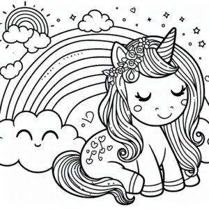Unicorn Rainbow coloring pages for kids | Free Printables