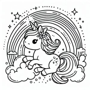 Unicorn Rainbow coloring pages for kids | Free Printables