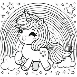 Unicorn Rainbow coloring pages for kids | Free Printables