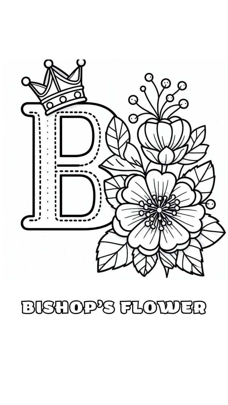 Letter B Flowers Coloring Page For Kids To Study