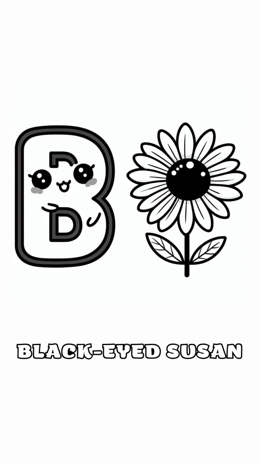 Letter B Flowers Coloring Page For Kids To Study