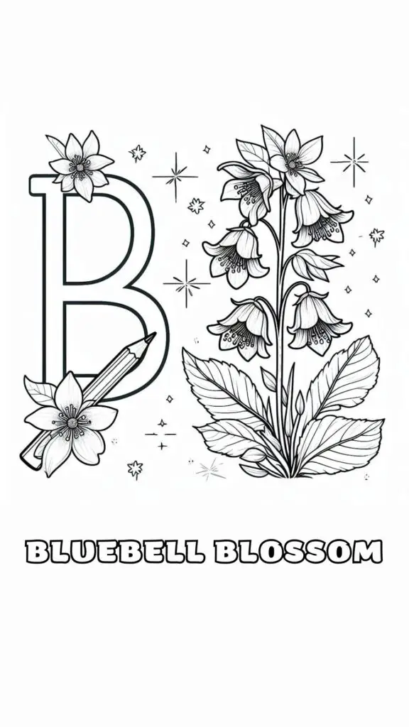 Bogstav B Blomster Malebog for børn at studere