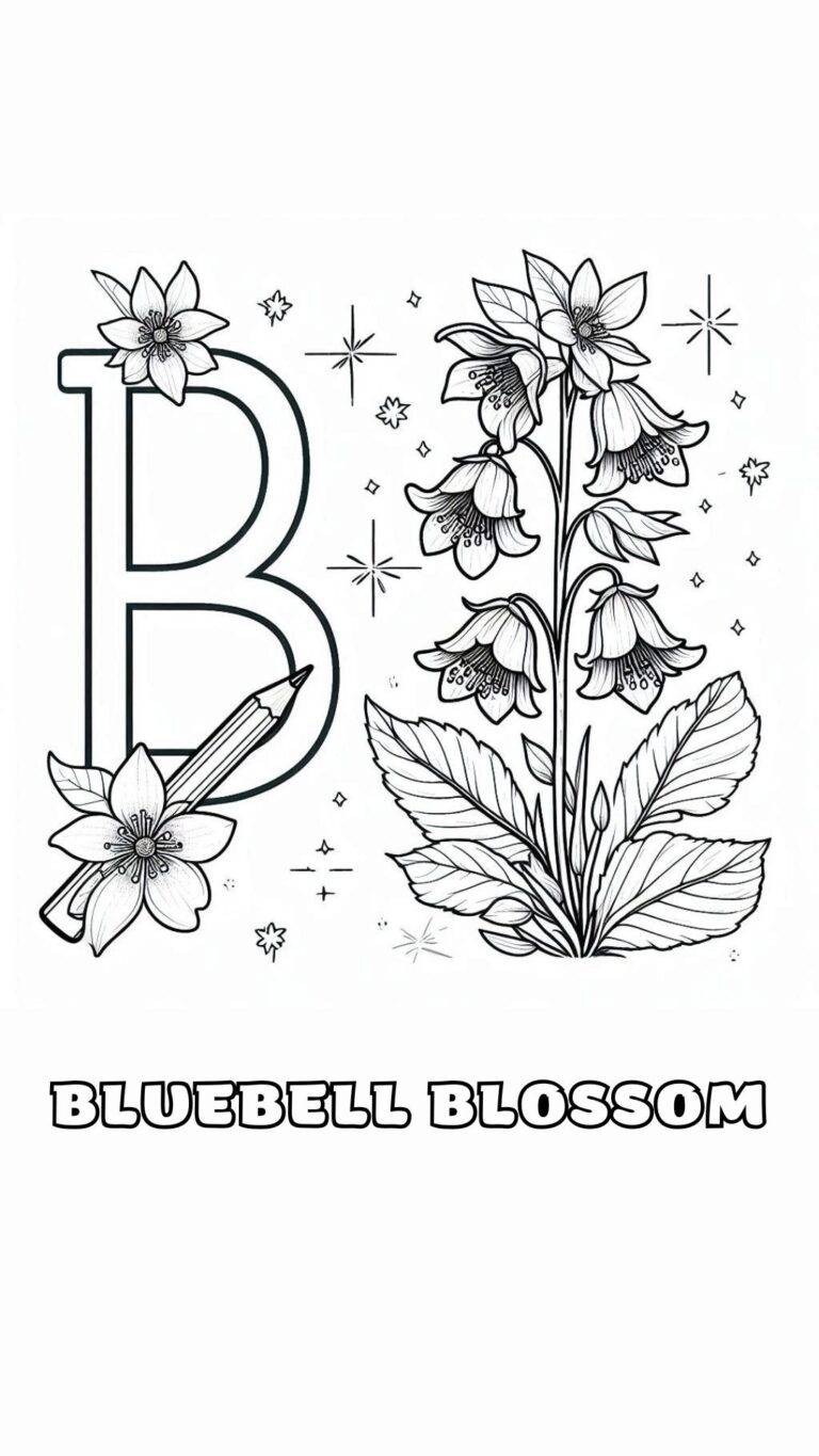 Letter B Flowers Coloring Page For Kids To Study
