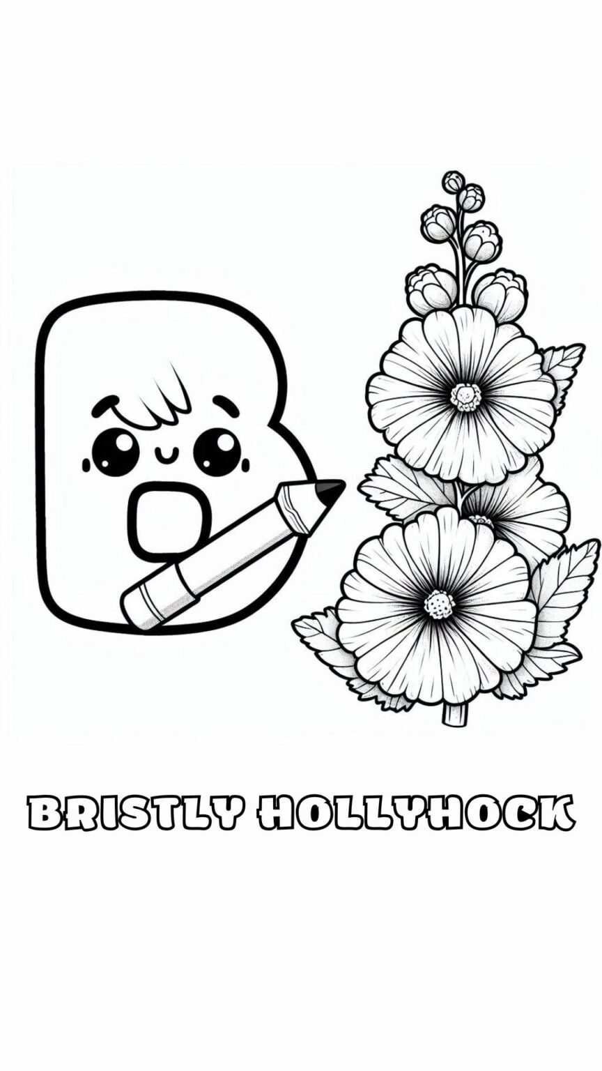 Letter B Flowers Coloring Page For Kids To Study