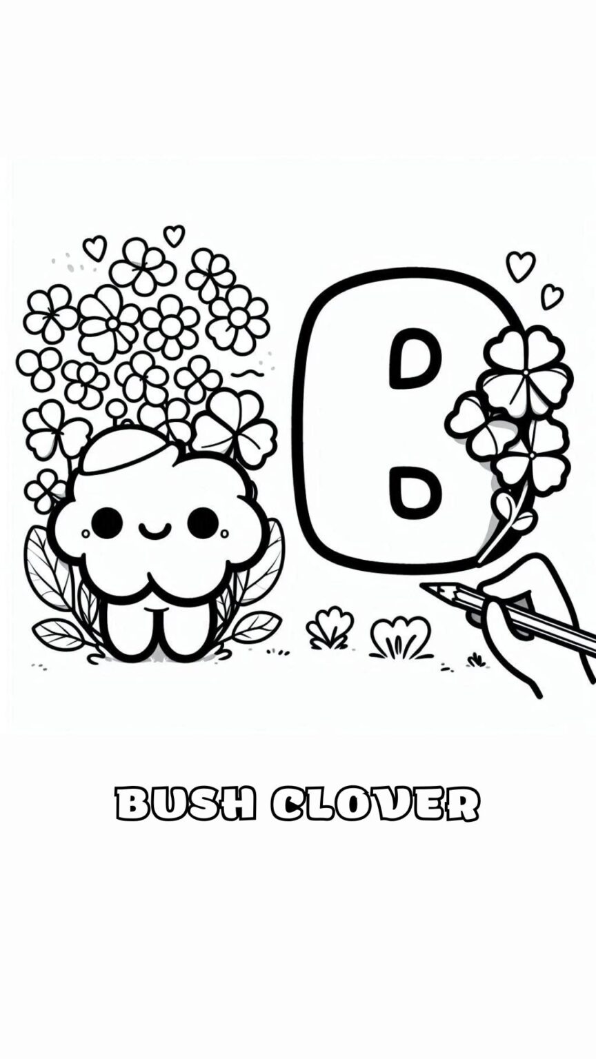 Letter B Flowers Coloring Page For Kids To Study