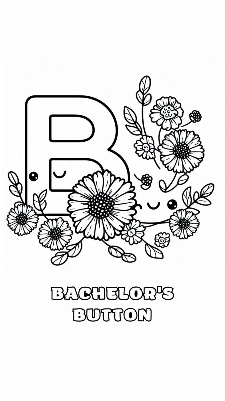 Letter B Flowers Coloring Page For Kids To Study