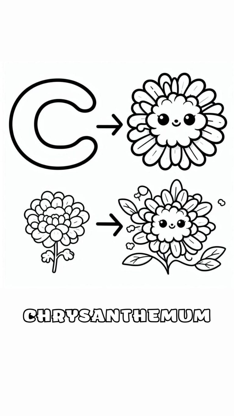 Letter C Flowers Coloring Page For Kids To Study