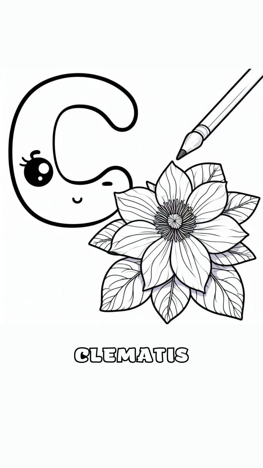 Letter C Flowers Coloring Page For Kids To Study