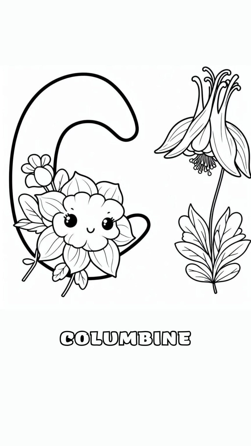 Letter C Flowers Coloring Page For Kids To Study