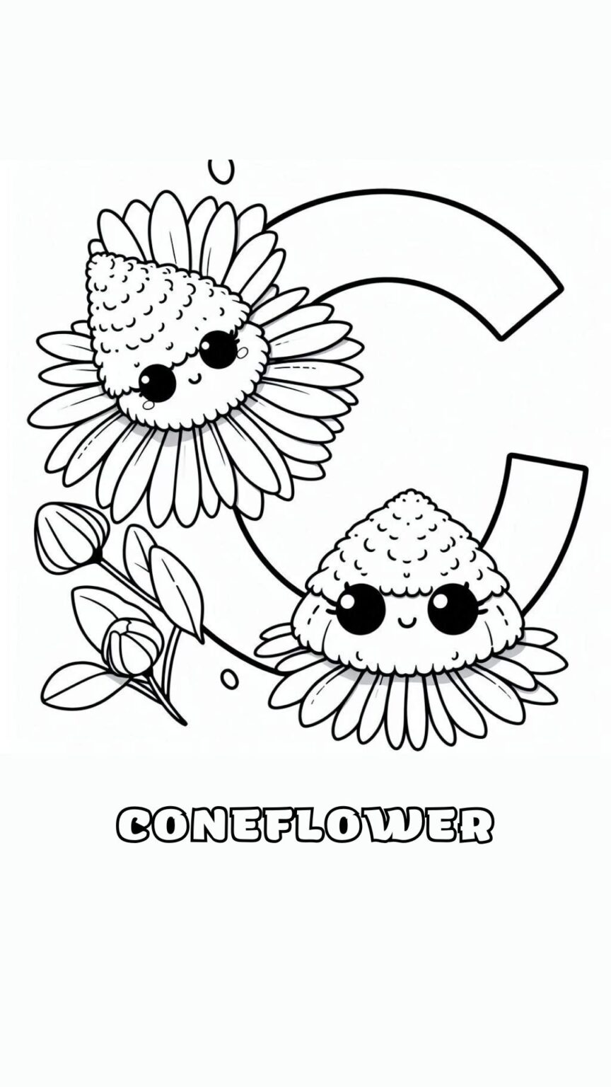 Letter C Flowers Coloring Page For Kids To Study