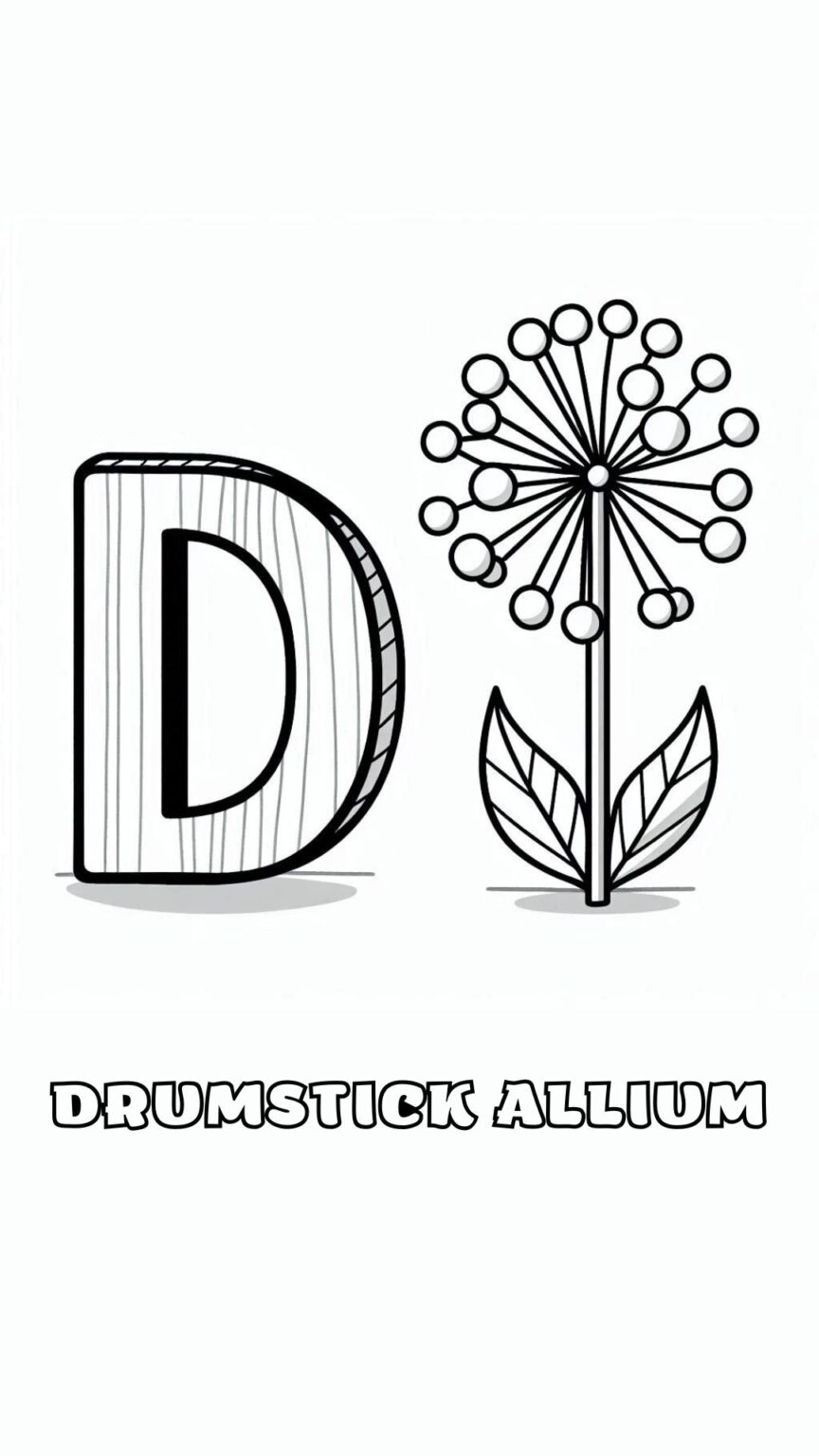 Letter D-bloemen Kleurplaat Voor Kinderen Om Te Studeren