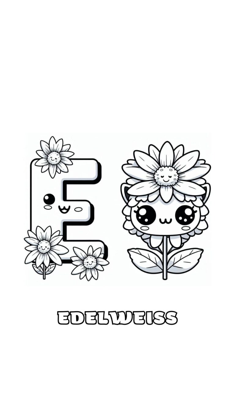 Letter E-bloemen Kleurplaat Voor Kinderen Om Te Studeren