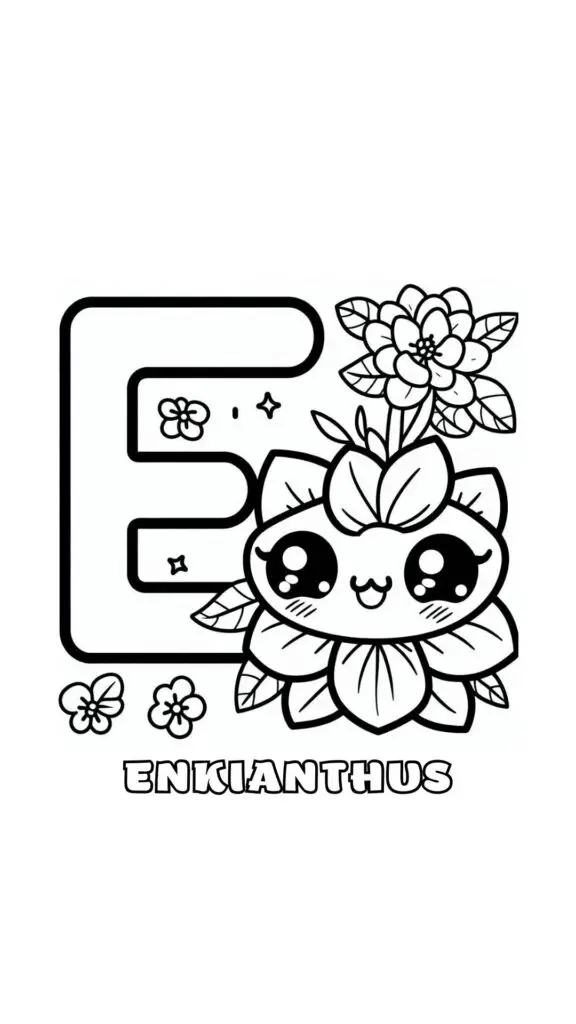 Letter E-bloemen Kleurplaat Voor Kinderen Om Te Studeren