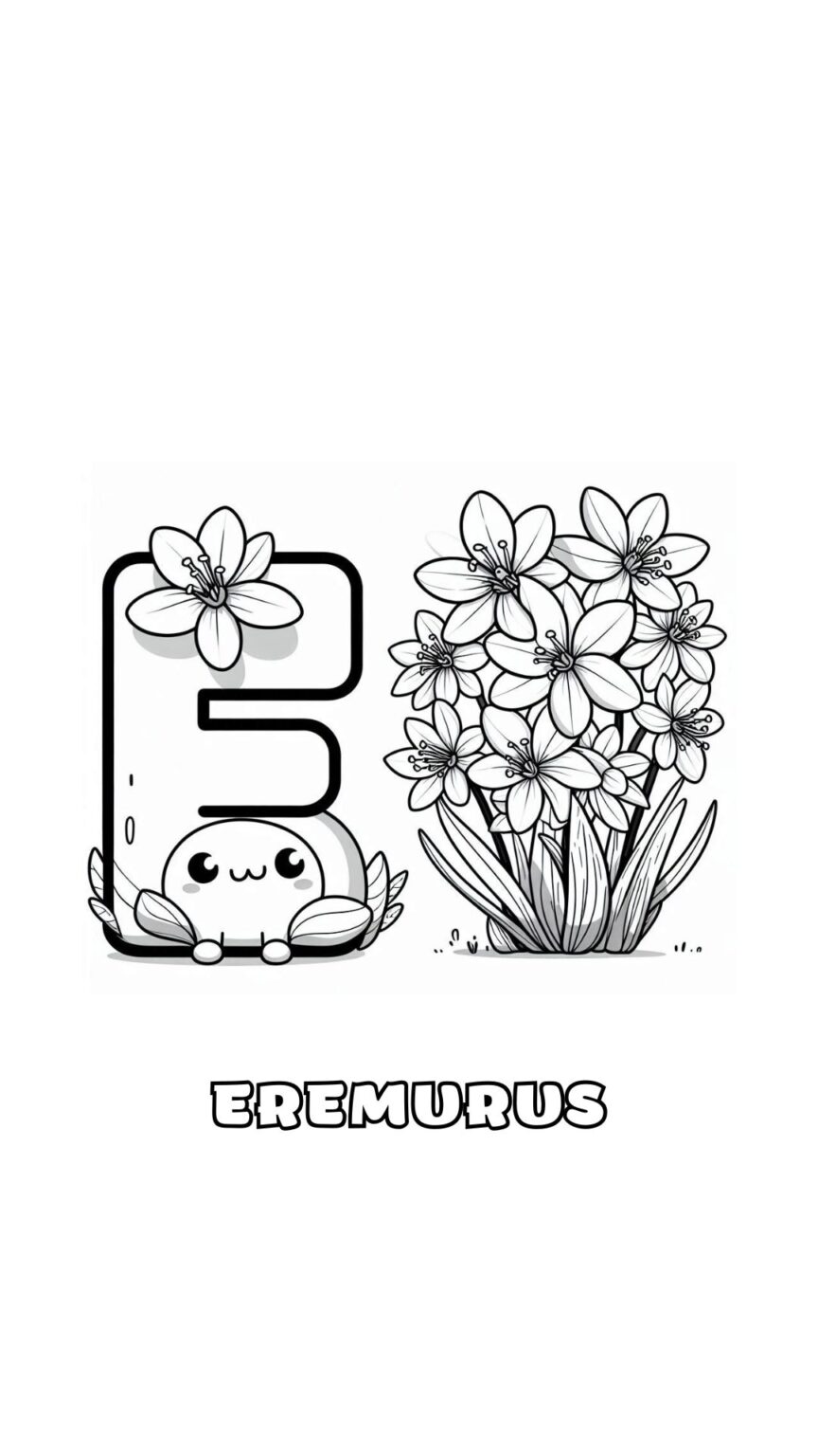 Letter E-bloemen Kleurplaat Voor Kinderen Om Te Studeren