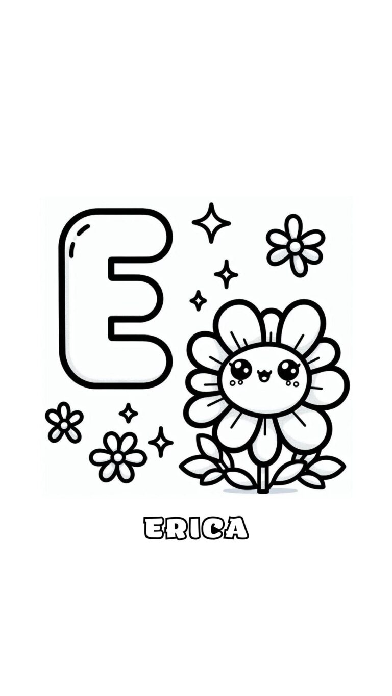 Letter E-bloemen Kleurplaat Voor Kinderen Om Te Studeren