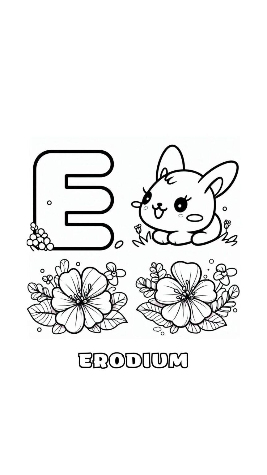 Letter E-bloemen Kleurplaat Voor Kinderen Om Te Studeren