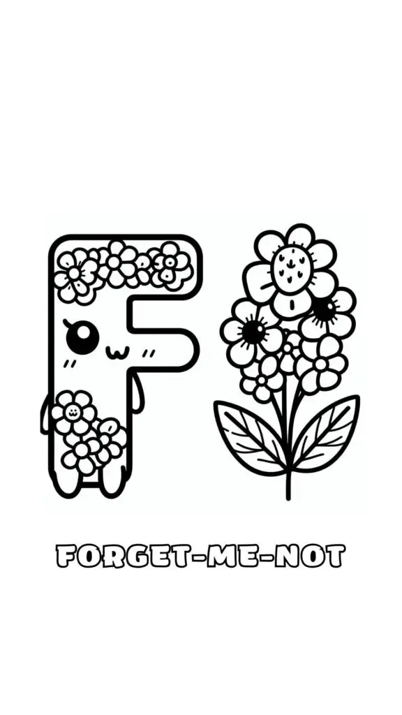 Letter F Flowers Coloring Page For Kids To Study