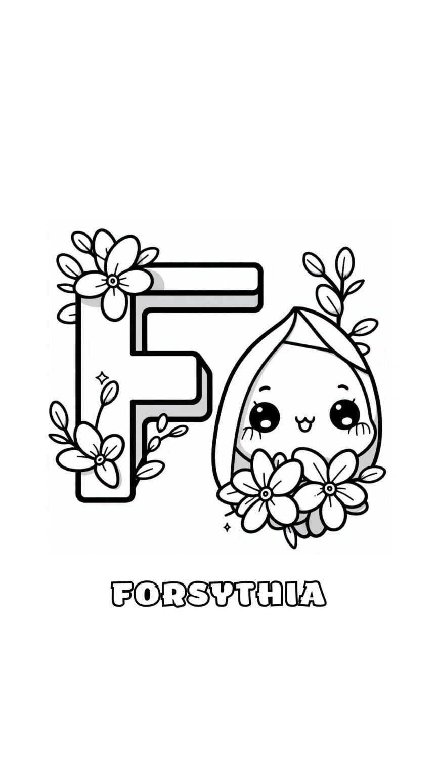 Letter F Flowers Coloring Page For Kids To Study