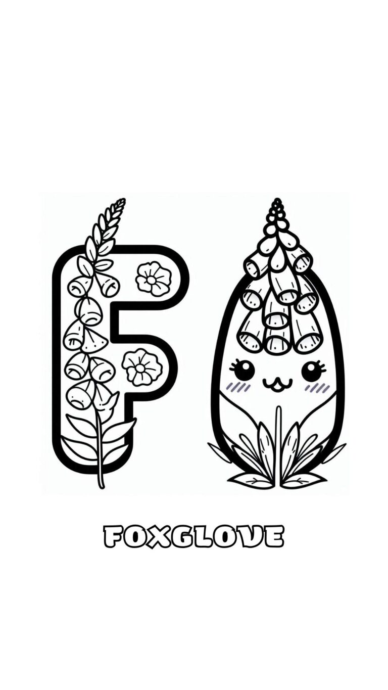 Letter F Flowers Coloring Page For Kids To Study
