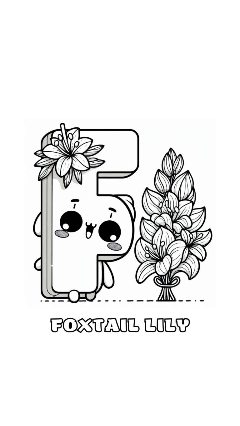 Letter F Flowers Coloring Page For Kids To Study