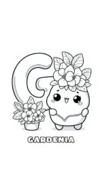 Pagina da colorare con fiori di lettera G per far studiare i bambini