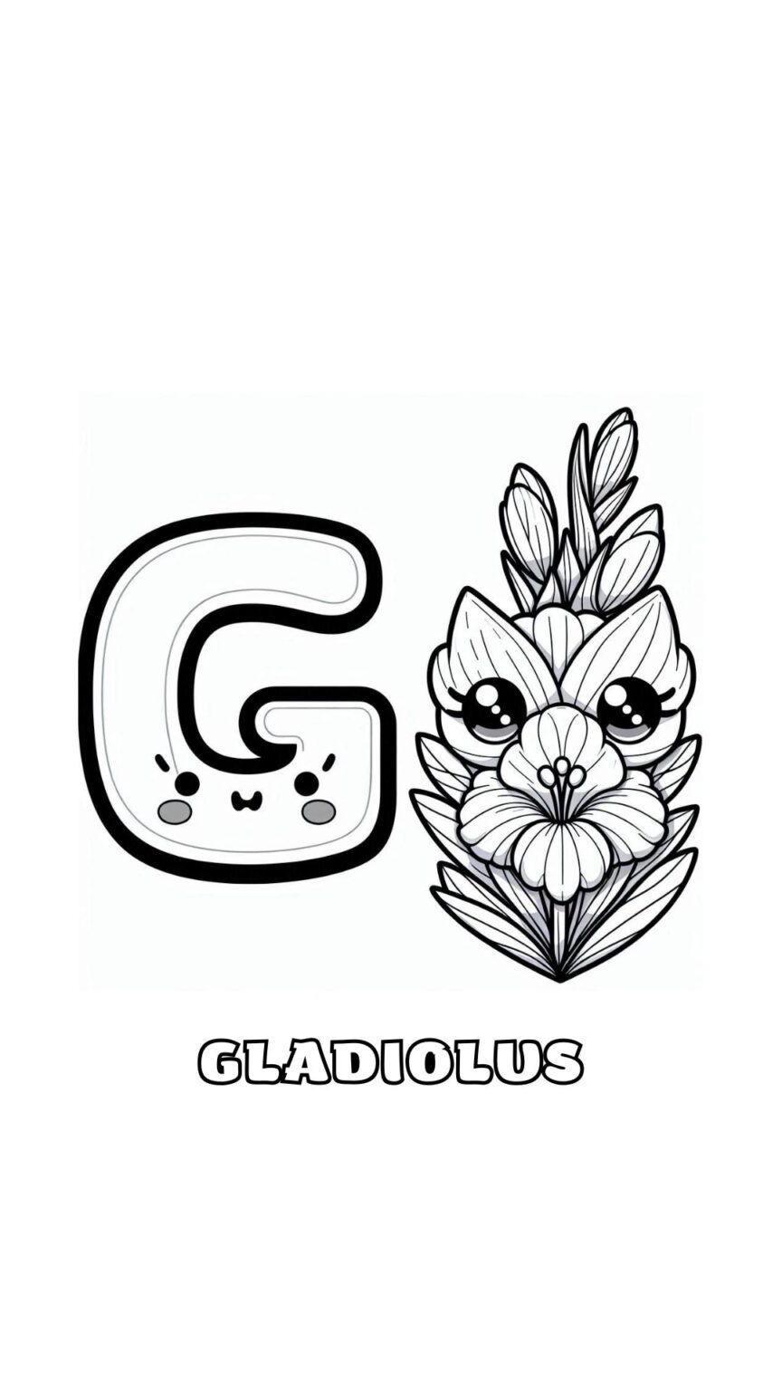 Letter G Flowers Coloring Page For Kids To Study