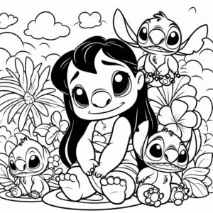 50+ Lilo și Stitch de colorat gratuit (Desene imprimabile)