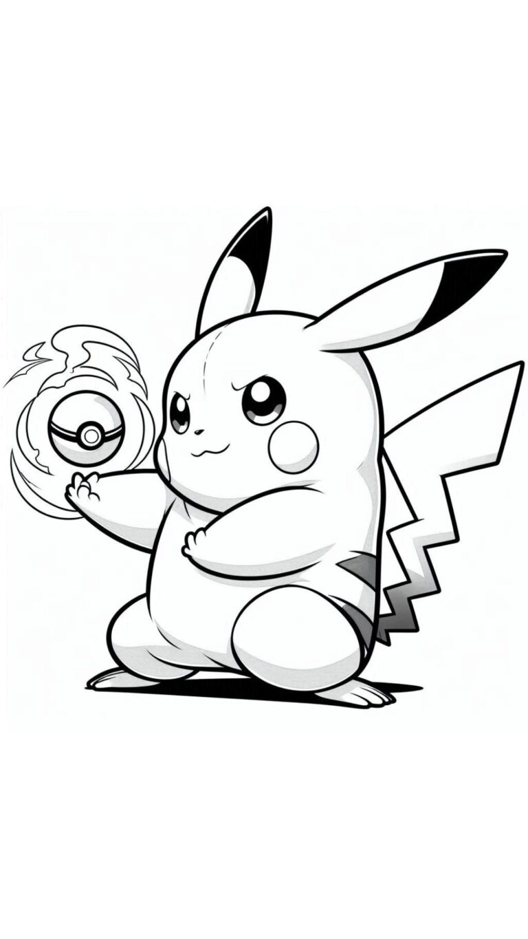 [50+] Pikachu Coloring Page Unik | Download Og skriv ut PDF