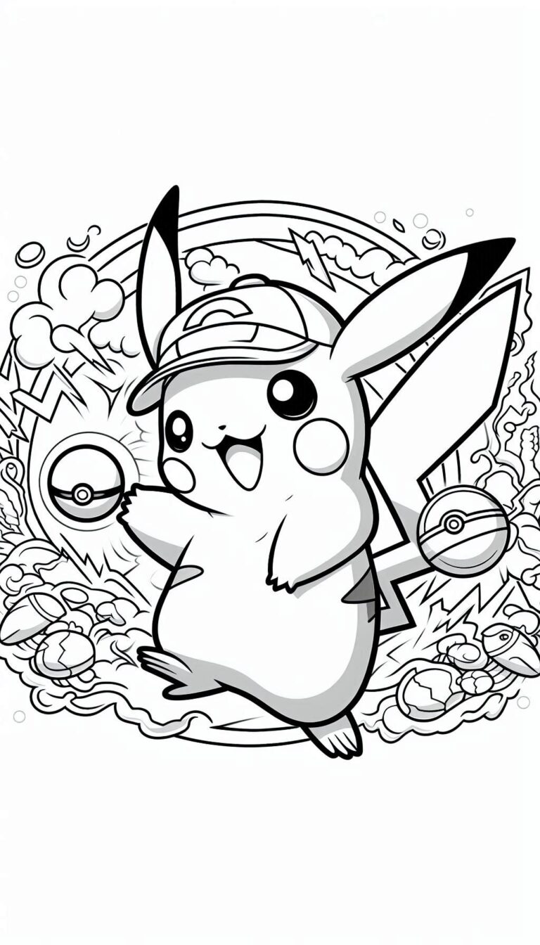 [50+] Pagina de colorat Pikachu Unică | Download Și imprimați PDF