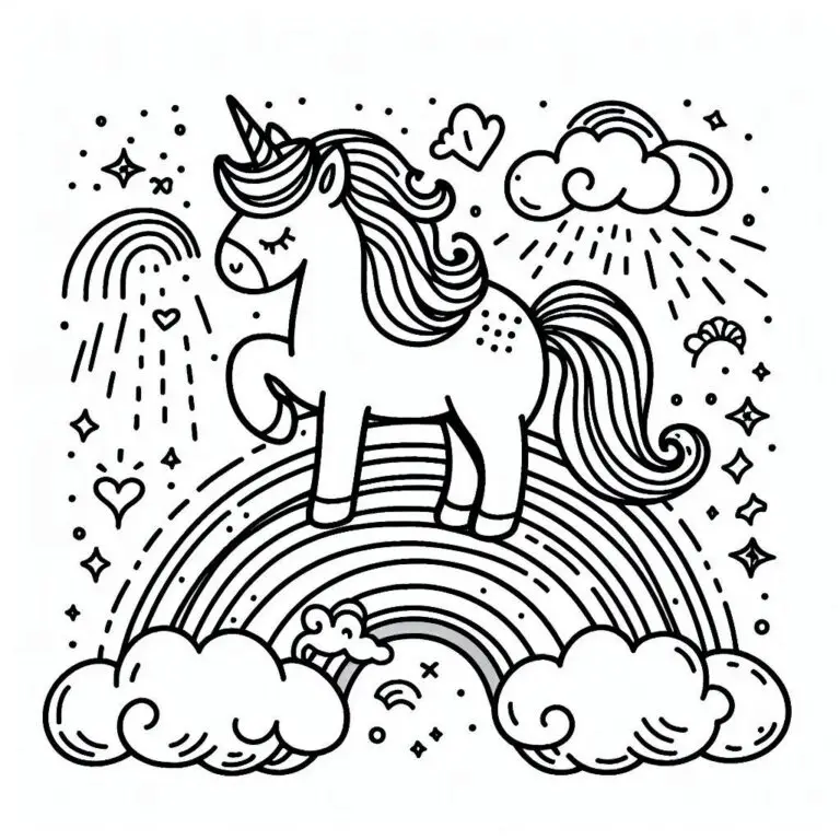 Unicorn Rainbow coloring pages for kids | Free Printables