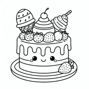 70+ Torta da colorare unico e stampare PDF gratuita