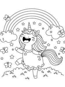 Unicorn Rainbow coloring pages for kids | Free Printables
