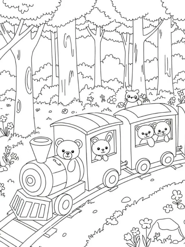 43 Tren de colorat pentru copii (Desene imprimabile PDF)